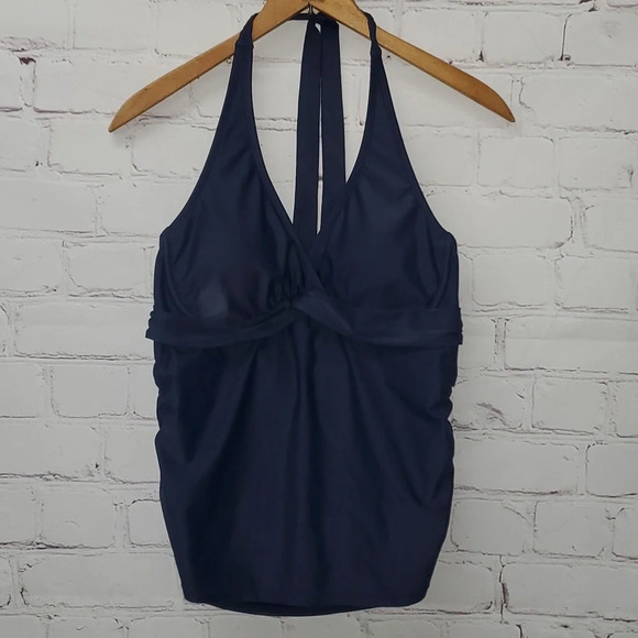 Athleta | Swim | Athleta Navy Blue Halter Underwire Tankini Swim Top ...